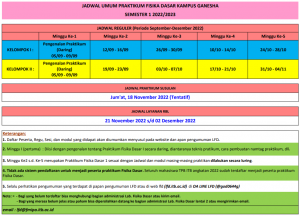 Laboratorium Fisika Dasar » Jadwal Praktikum Kampus Ganesha